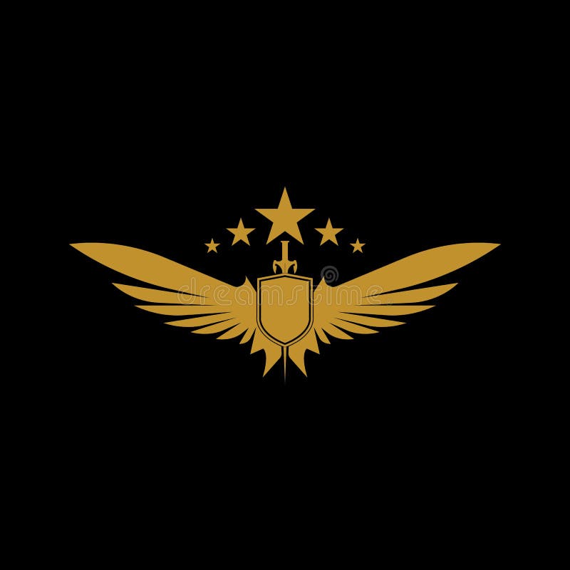 Gold Winged Sword with Shield Vector Icon Stock Vector - Illustration ... Gold Winged Sword with Shield Vector Icon Stock Vector - Illustration ...