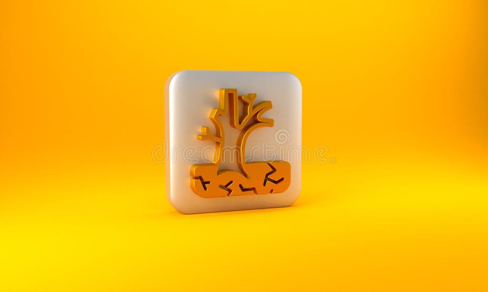 Gold Withered Tree Icon Isolated on Yellow Background. Bare Tree. Dead ...
