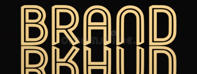 Gold Word Brand on Black Background Brand Concept Design 3D ...