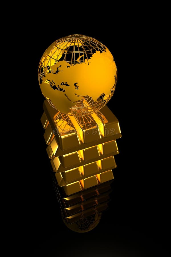 Gold world map stock vector. Illustration of theme, shiny - 3106729