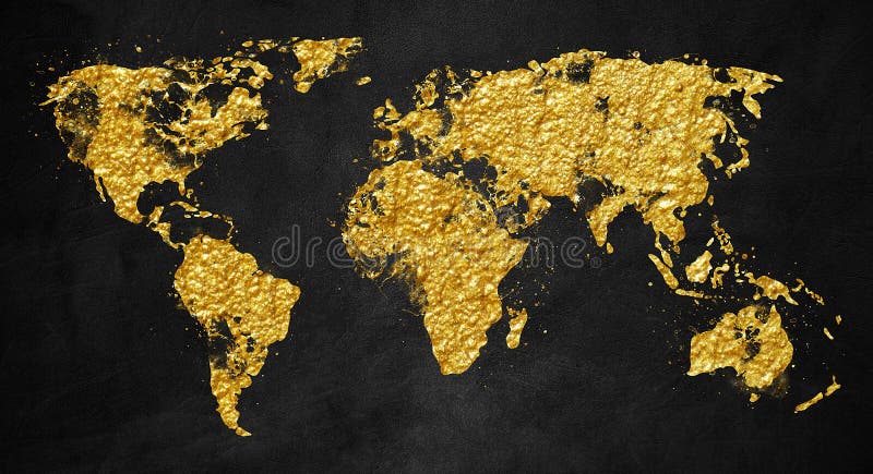 Gold World Map Abstract Design Stock Illustration - Illustration of ...