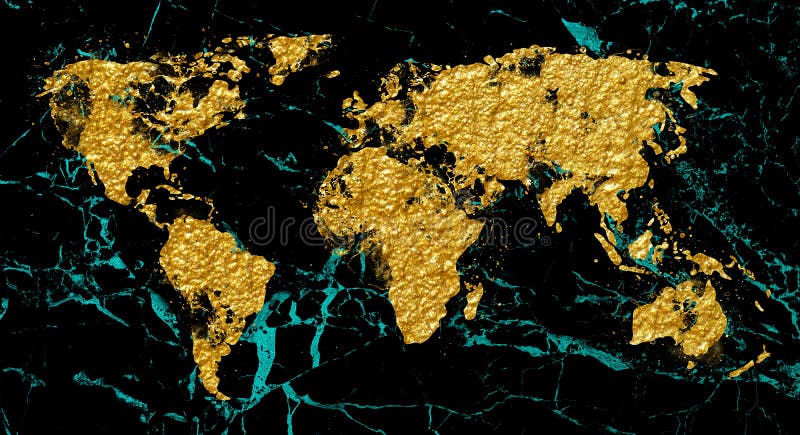Gold World Map Abstract Design Stock Illustration - Illustration of ...
