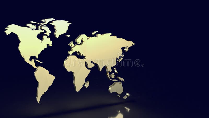 The Gold World Map for Education or Business Concept 3d Rendering Stock ...