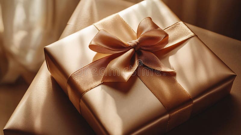 Gold Wrapped Gift Box on Smooth Fabric Stock Image - Image of giftbox ...