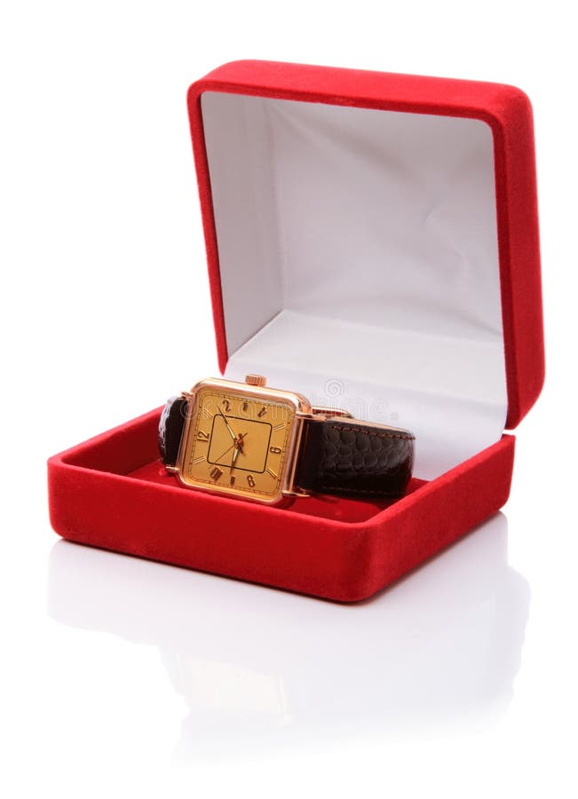Gold Wristwatch in the Red Box Stock Photo - Image of elegance, strap ...