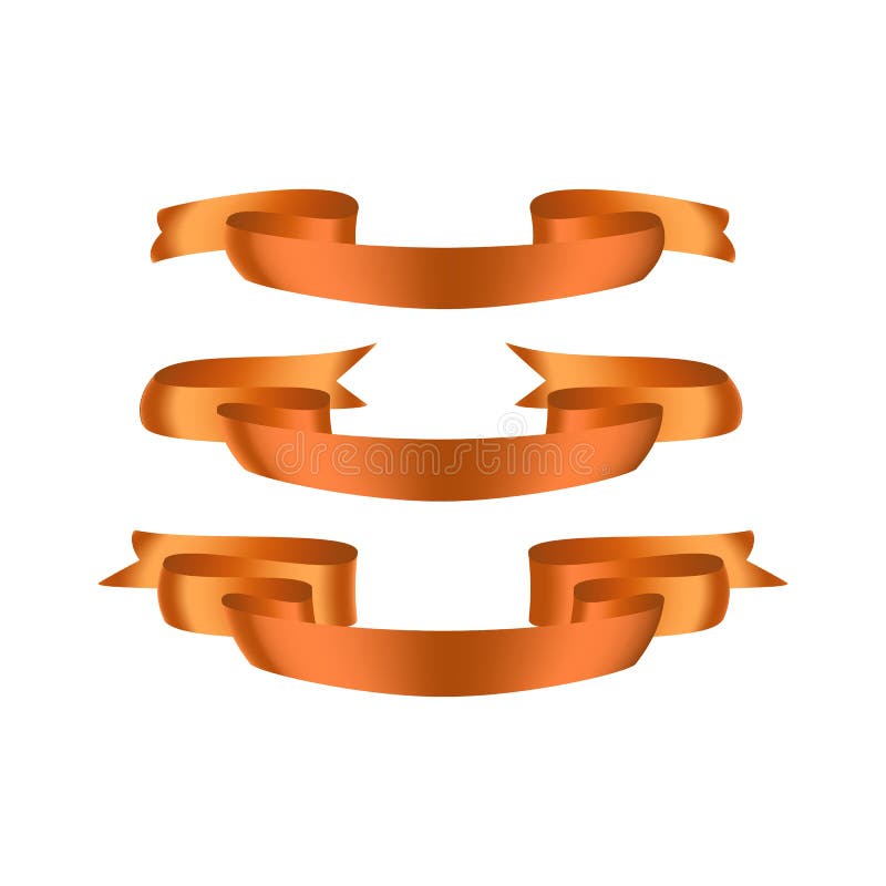 Gold, Yellow Glossy Ribbon Banners Stock Illustration - Illustration of ...