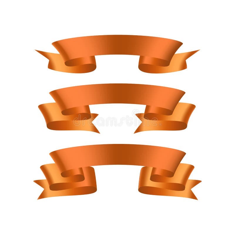 Gold, Yellow Glossy Ribbon Banners Stock Illustration - Illustration of ...