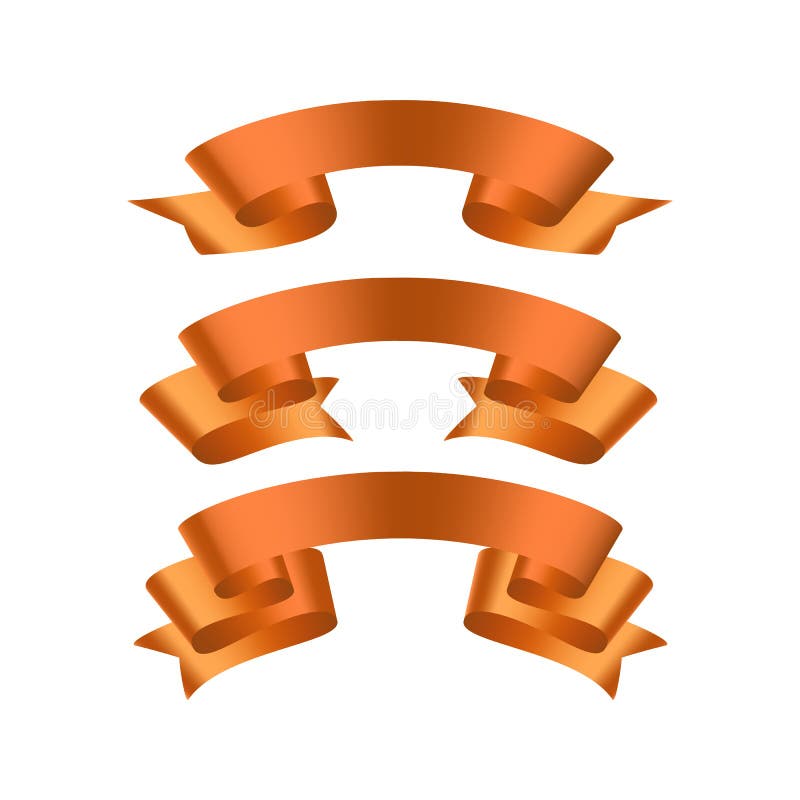 Gold, Yellow Glossy Ribbon Banners Stock Illustration - Illustration of ...