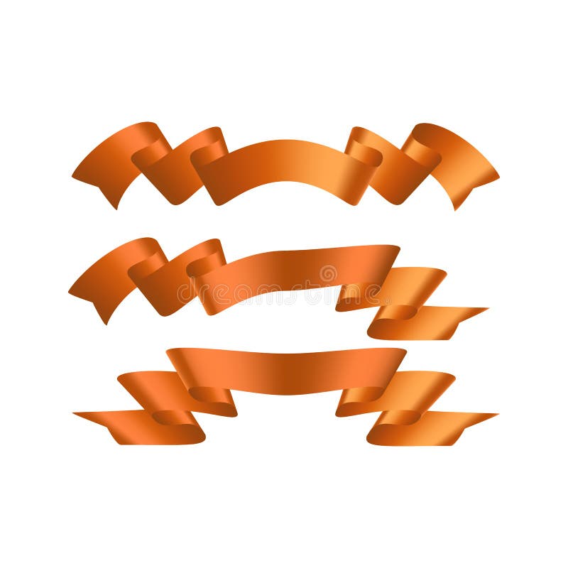 Gold, Yellow Glossy Ribbon Banners Stock Illustration - Illustration of ...