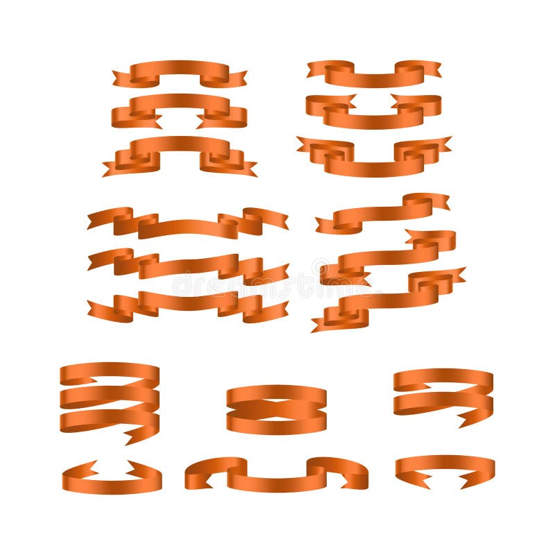 Gold, Yellow Glossy Ribbon Banners Stock Illustration - Illustration of ...