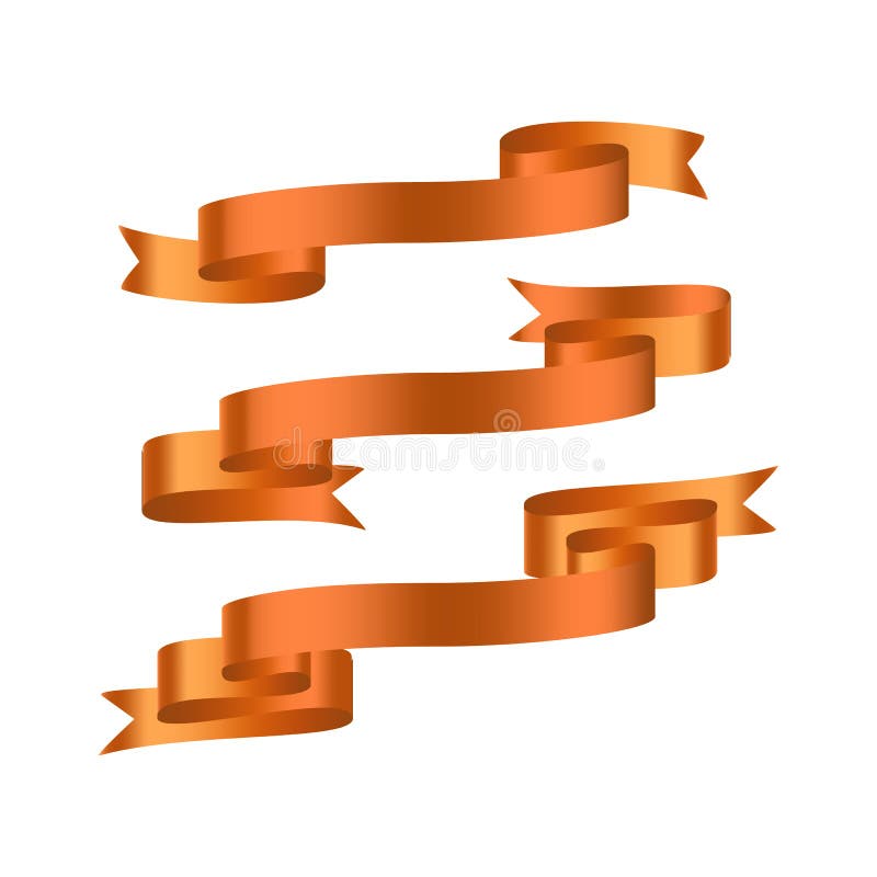 Gold, Yellow Glossy Ribbon Banners Stock Illustration - Illustration of ...