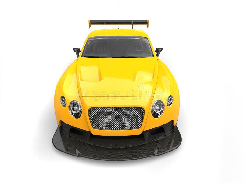 Gold Yellow Super Car - Front View Stock Illustration - Illustration of ...