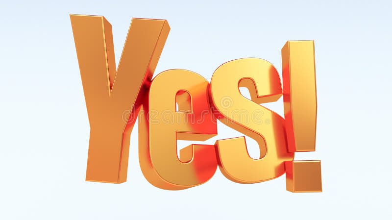 Gold Yes Word Isolated on White Background Stock Illustration ...