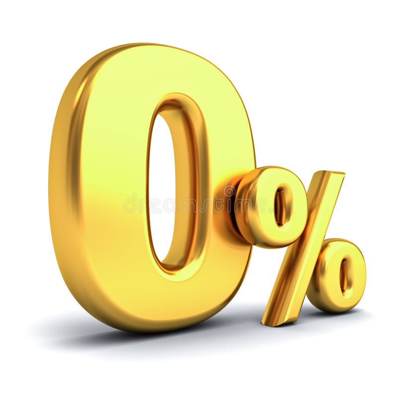 Gold Zero Percent on White Background 3d Rendering Stock Illustration ...