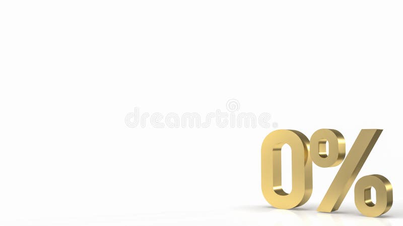 Gold Zero Percent on White Background 3d Rendering Stock Illustration ...