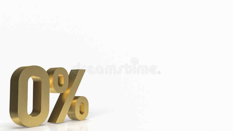 Gold Zero Percent on White Background 3d Rendering Stock Illustration ...