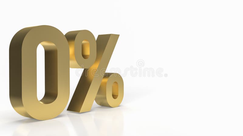 Gold Zero Percent on White Background 3d Rendering Stock Illustration ...