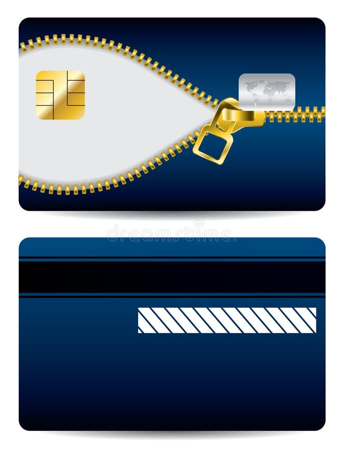 Gold Zipper Blue Credit Card Stock Vector - Illustration of blend, gold ...