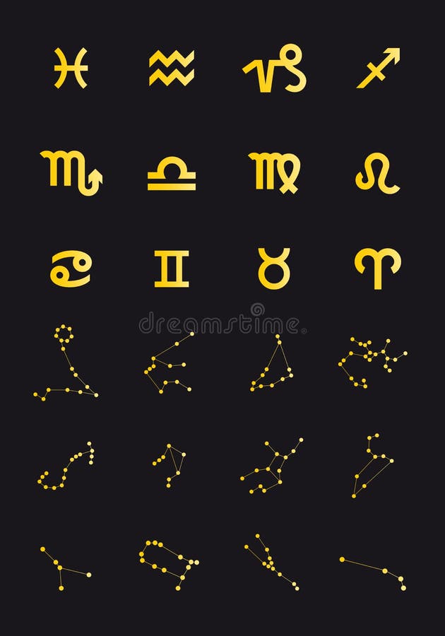 Zodiac Signs Vector Icon Set Stock Vector Illustration Of Collection
