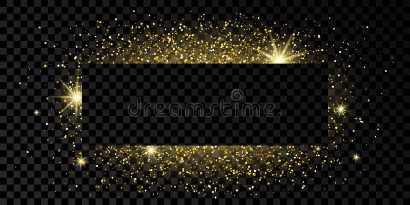 Golden Rectangle Frame with Glitter Stock Vector - Illustration of ...