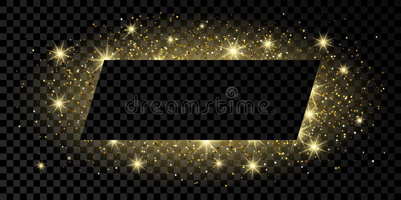 Golden Rectangle Frame with Glitter, Sparkles and Flares Stock Vector ...