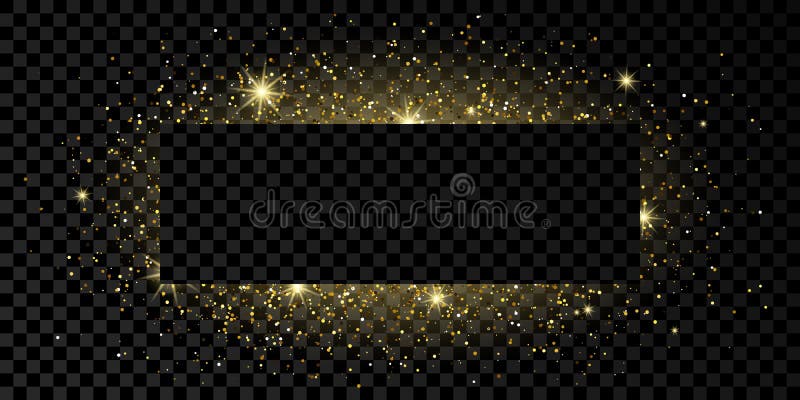 Golden Rectangle Frame with Glitter Stock Vector - Illustration of ...