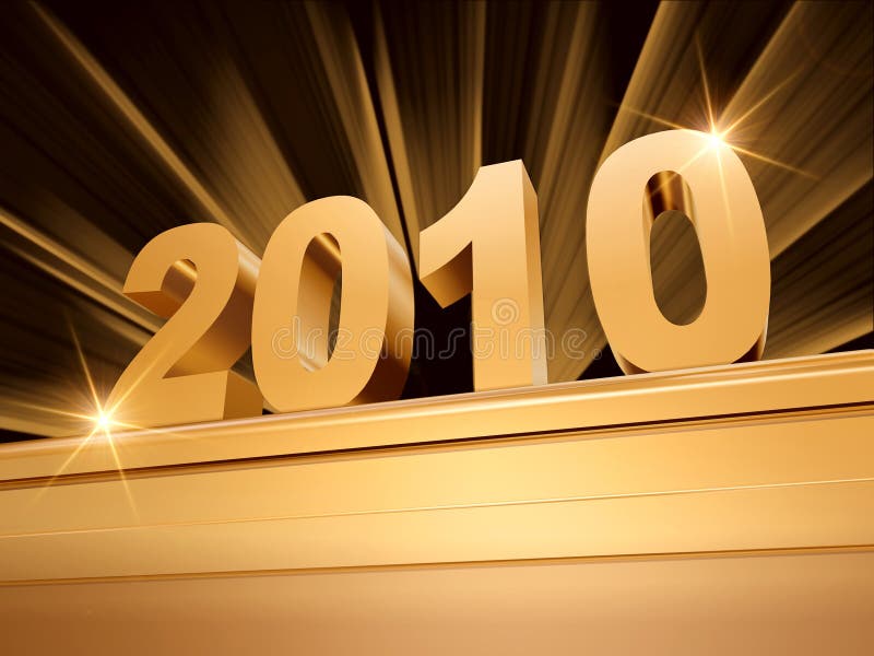 Golden 2010 on a pedestal stock illustration. Illustration of night ...