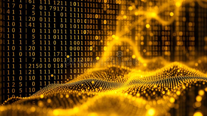 Golden Abstract Background with Digital Databases and Neural Network ...