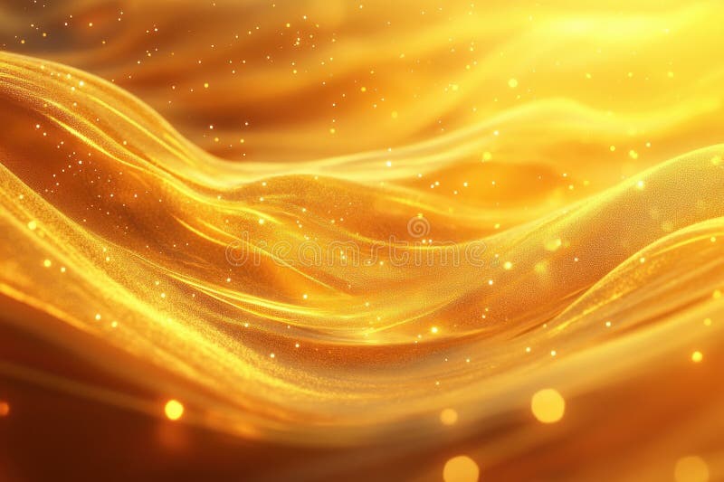 Golden Abstract Background with Wavy Lines and Glowing Particles ... Golden Abstract Background with Wavy Lines and Glowing Particles ...