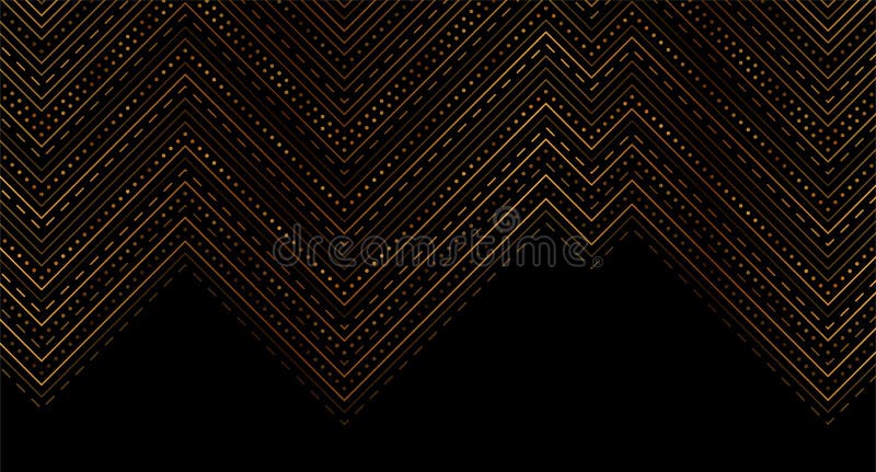 Golden Abstract Dotted Lines on Black Background Stock Illustration ...