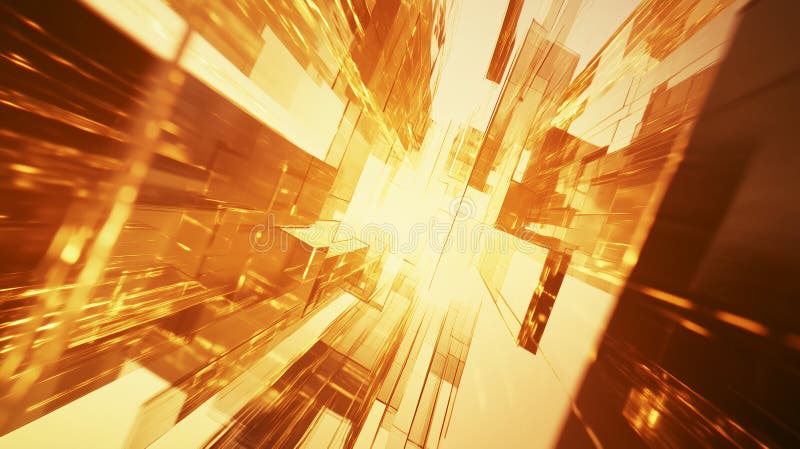 Golden Abstract Geometric Composition Featuring Interlocking ...