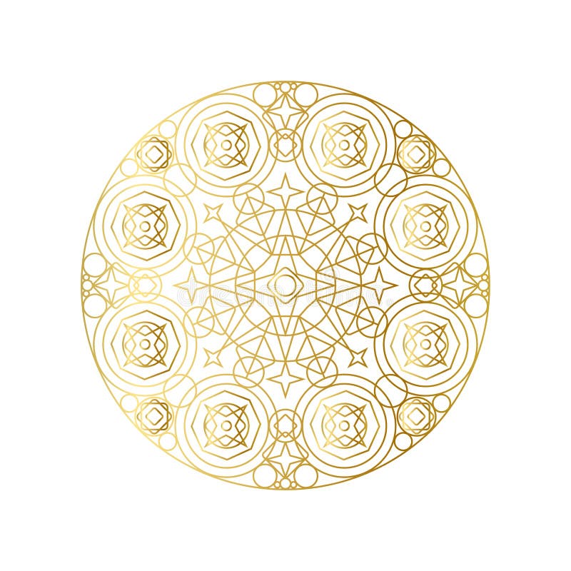 Golden Abstract Geometric Mandala Outline Vector Illustration Stock ...