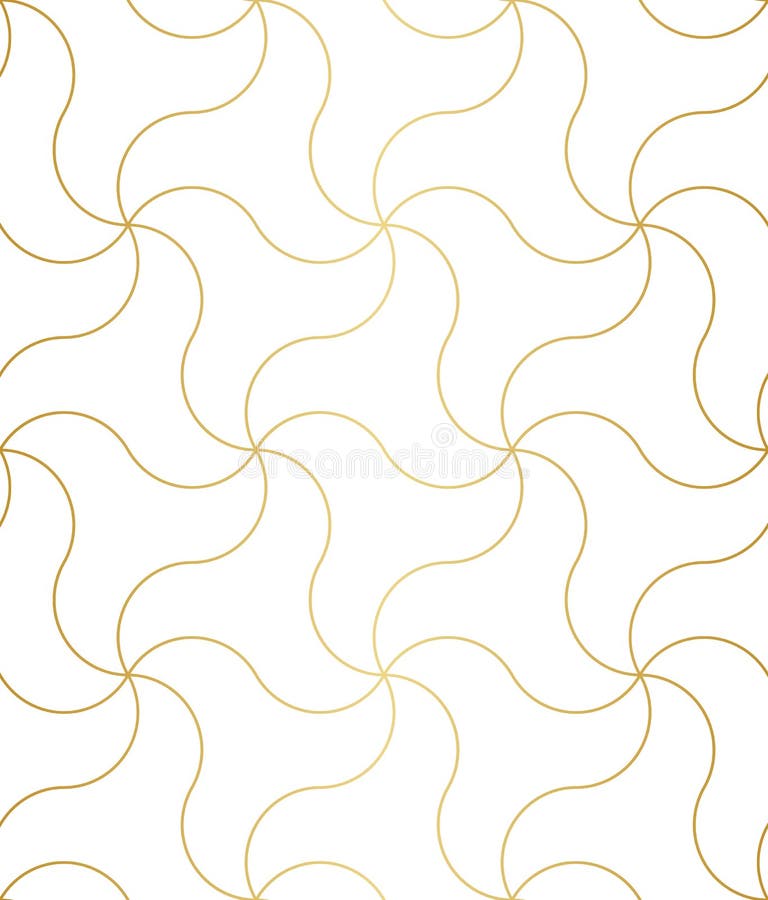 Golden Abstract Geometric Pattern with Curls Vector Illustration Stock ...
