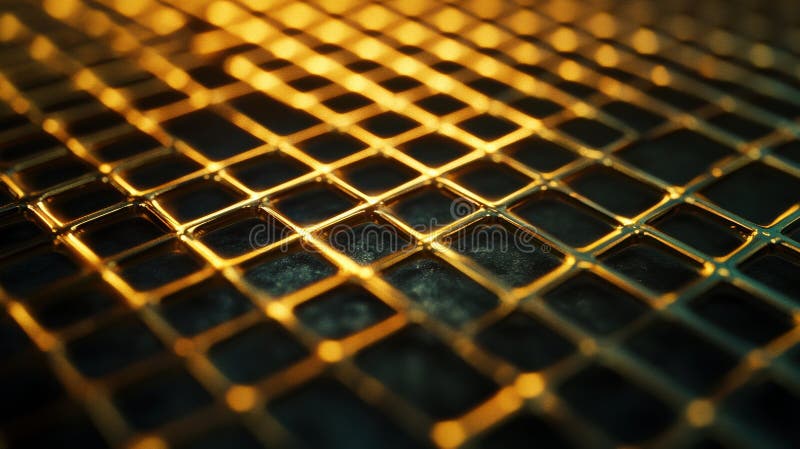 Golden Abstract Grid with Light Reflections and Geometric Pattern ...