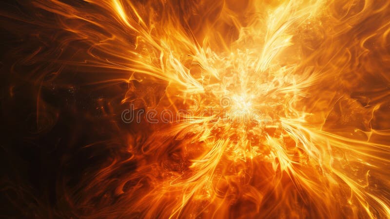 A Golden Abstract Light Burst Creates Fiery Energy, Forming a Dynamic ...