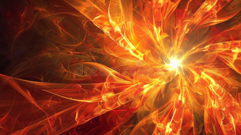 A Golden Abstract Light Burst Creates Fiery Energy, Forming a Dynamic ...