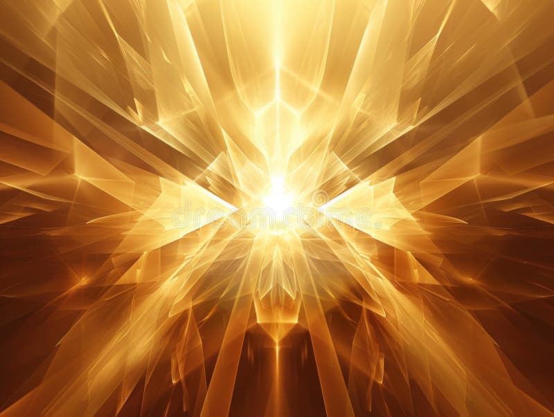 Golden Abstract Light Burst with Crystalline Structure Stock ...