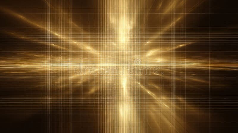 Golden Abstract Light Rays and Grid Pattern for Futuristic Design ...