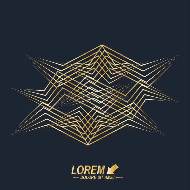 Golden Abstract Lines on Black Background. Vector Illustration. Stock ...