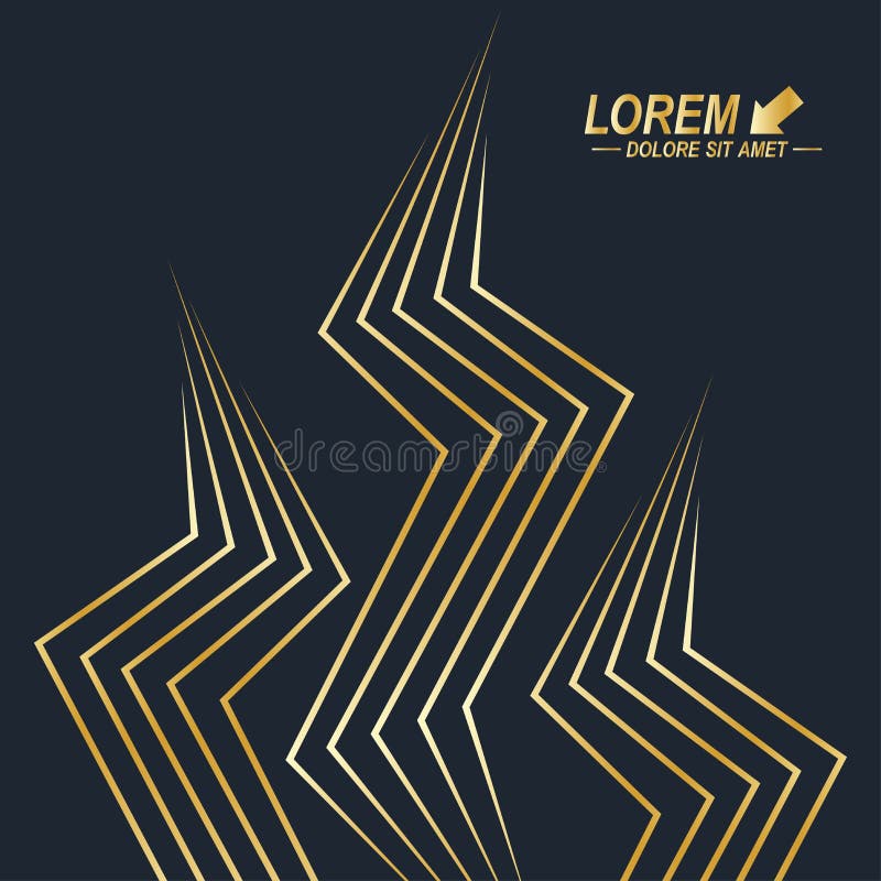 Golden Abstract Lines on Black Background. Vector Illustration. Stock ...
