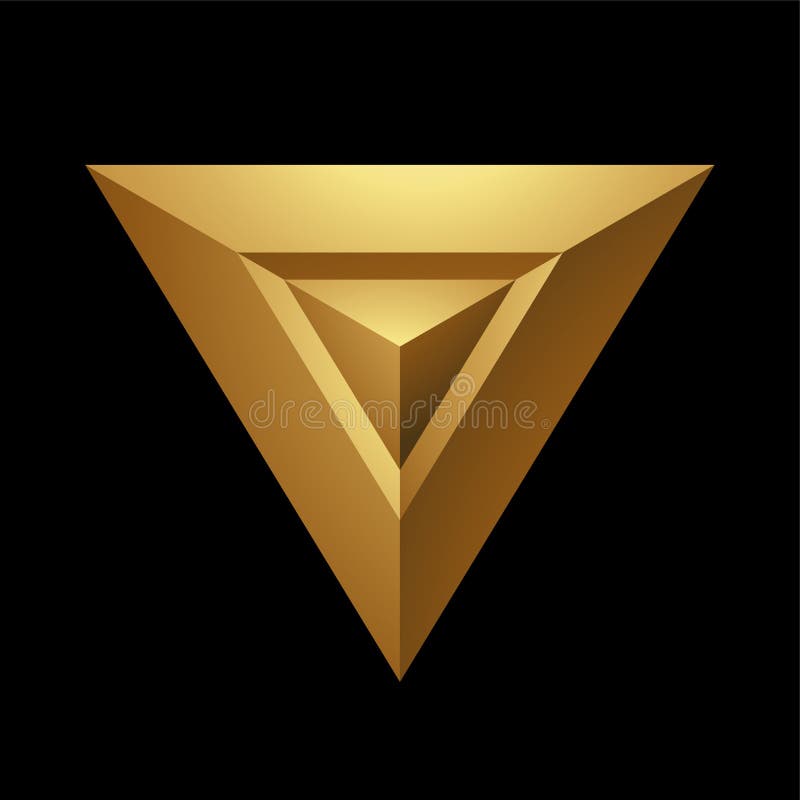 Golden Abstract Pyramid on Black Background Stock Vector - Illustration ...
