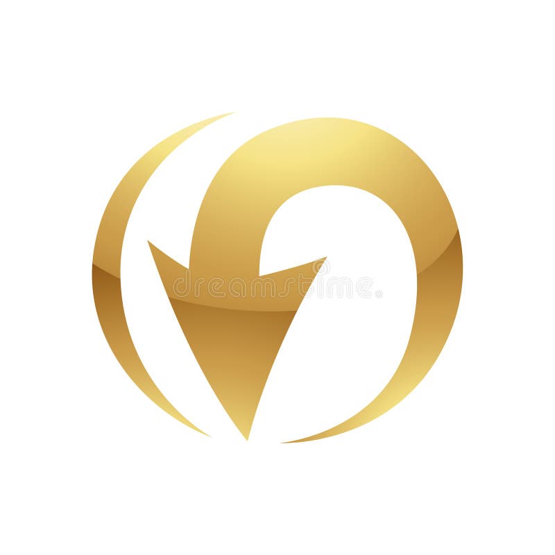 Golden Abstract Round Arrow Icon on White Background Stock Vector ...
