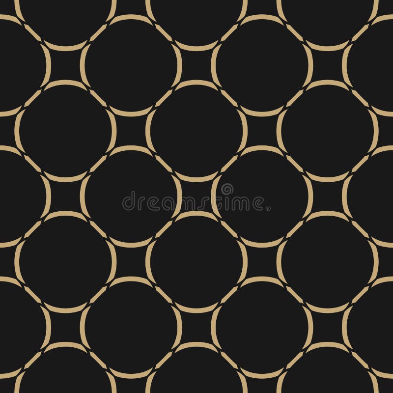 Seamless Geo Vector Pattern with Black Shapes. Simple Gold Linear ...