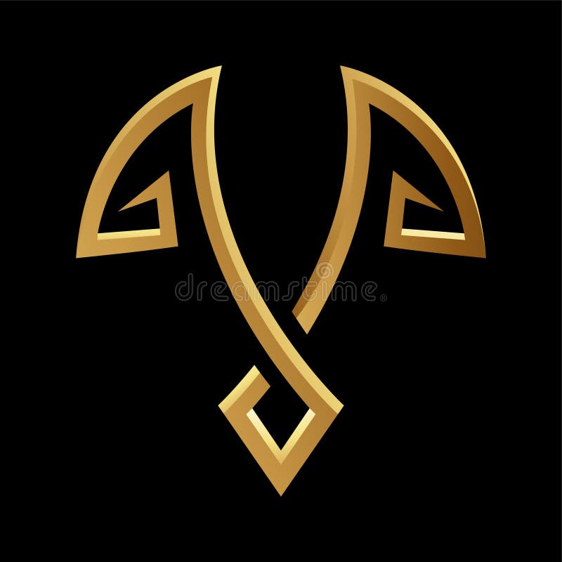 Golden Abstract Spiky Shape on Black Background Stock Vector ...