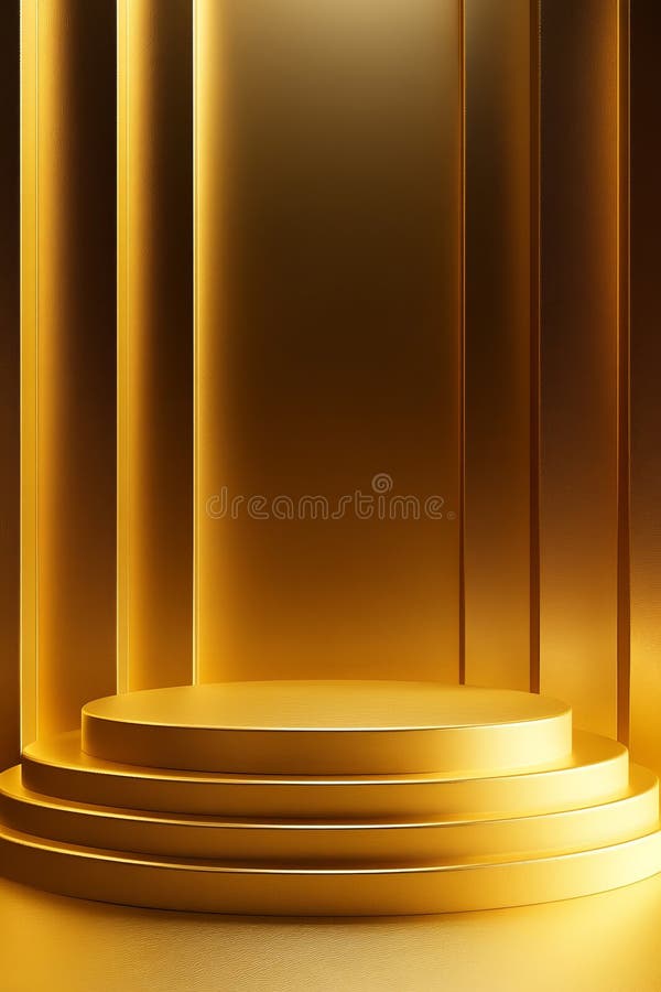 Golden Abstract Stage with Columns and Soft Light for Event Display ...