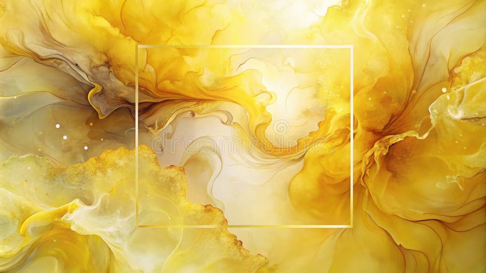 Golden Abstract Swirls with a Subtle Rectangular Frame for Design ...