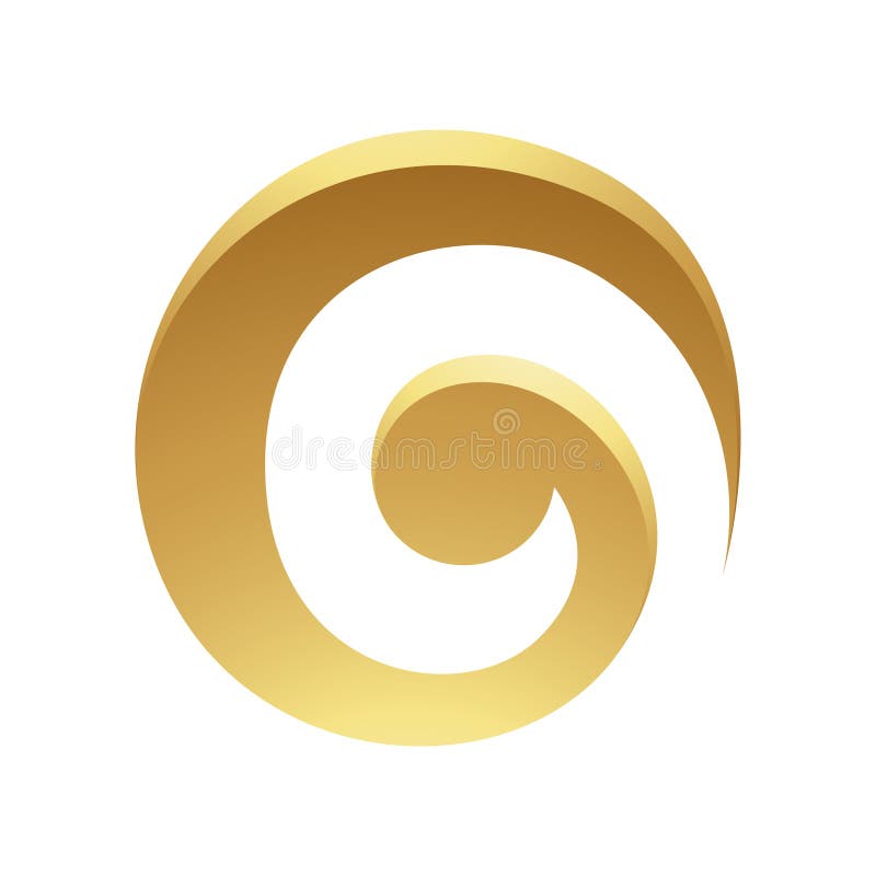 Golden Abstract Swirly Circle Icon on White Background Stock Vector ...