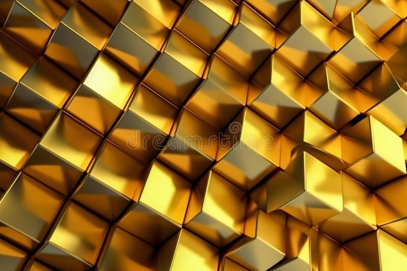 Golden Abstract Texture Geometric Cube Background. Generative Ai Stock ...