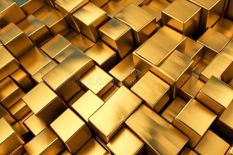 Golden Abstract Texture Geometric Cube Background. Generative Ai Stock ...