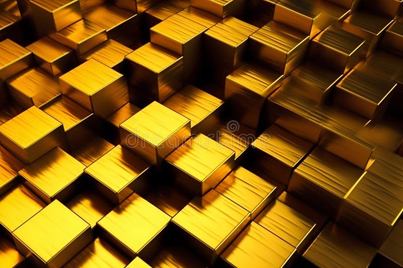 Golden Abstract Texture Geometric Cube Background. Generative Ai Stock ...